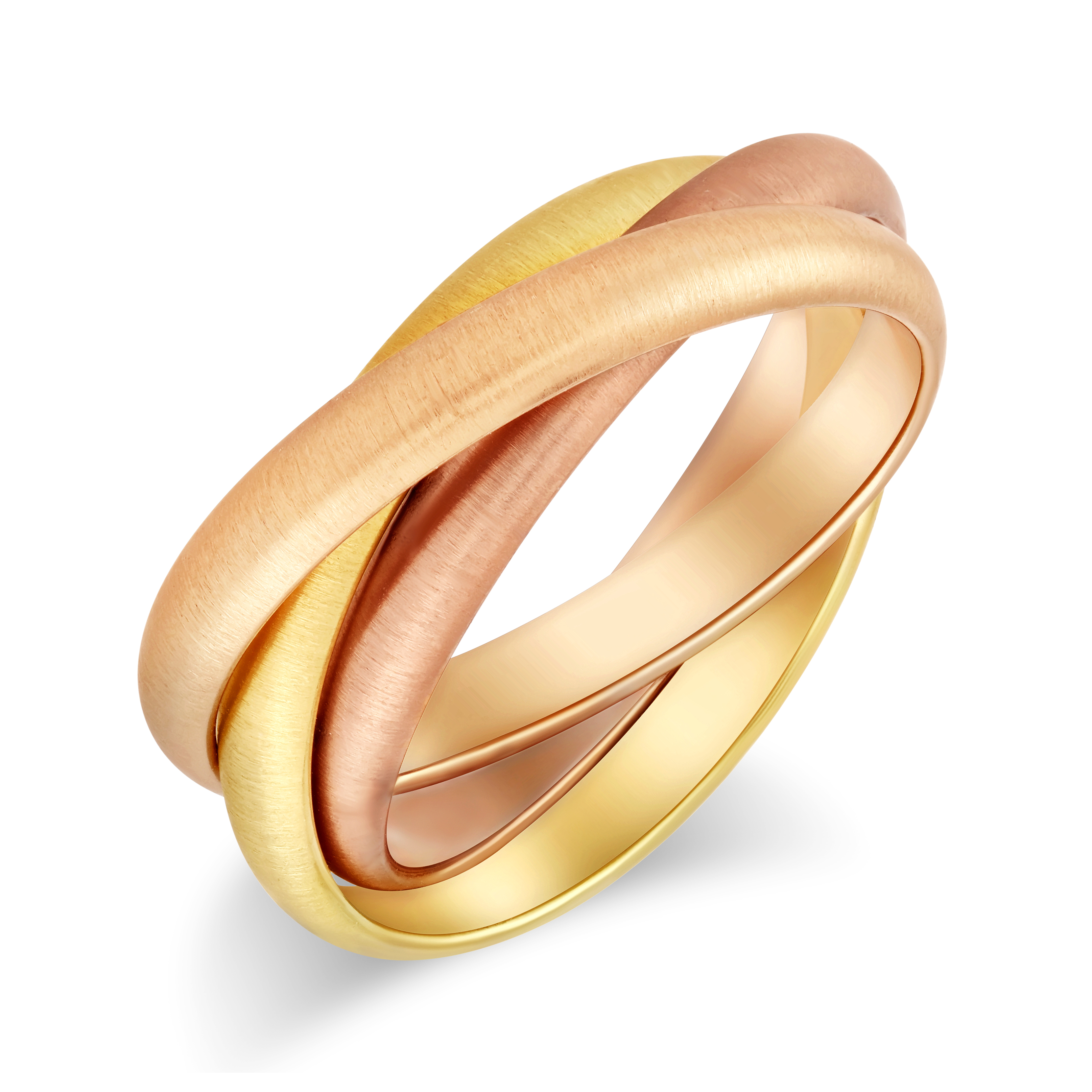 18 Carat Rose and Yellow Gold Triple Ring - - Gemset & Pearl Jewellery