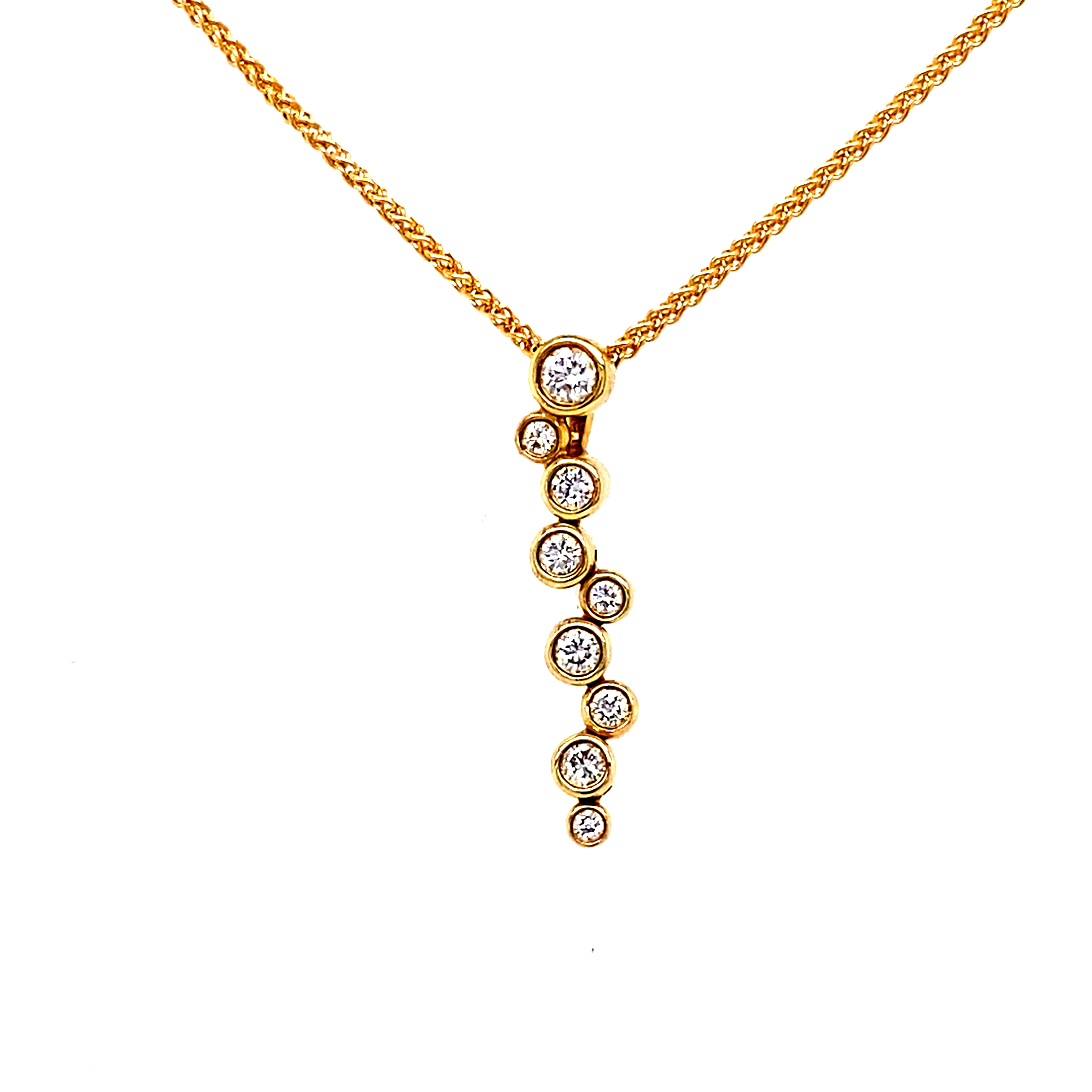 18ct Yellow Gold Diamond Bubbles Pendant - Necklaces - Diamond Jewellery