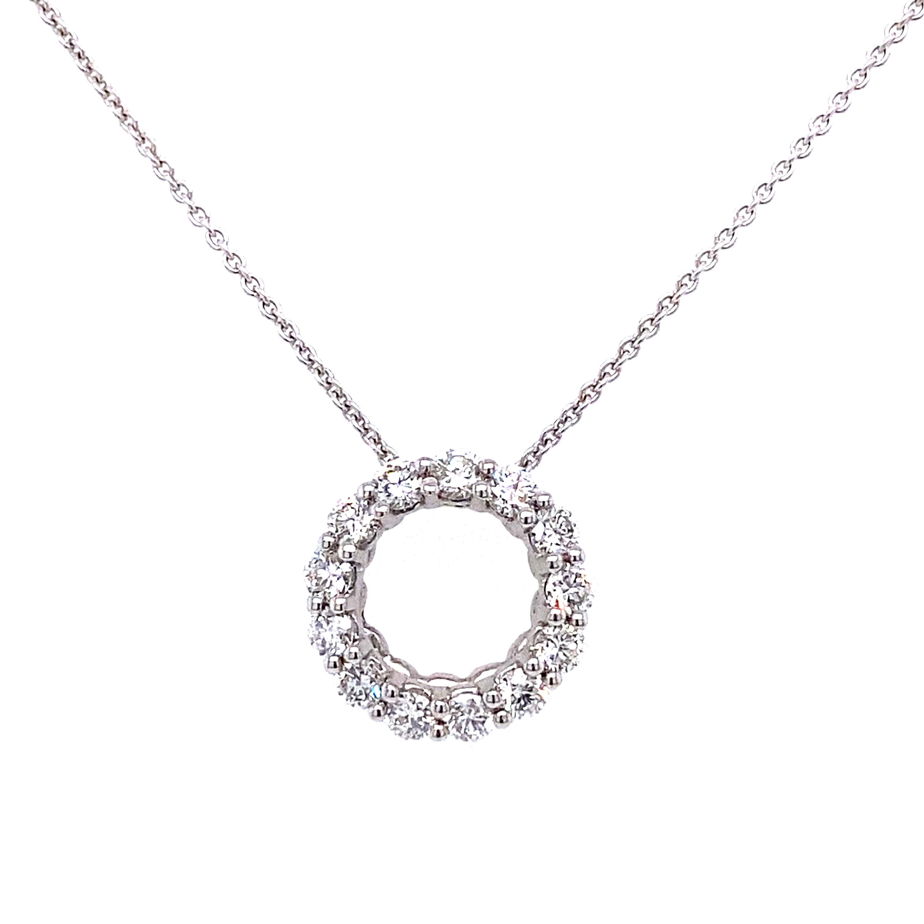 18ct white gold Diamond circle claw set pendant - Necklaces - Diamond ...